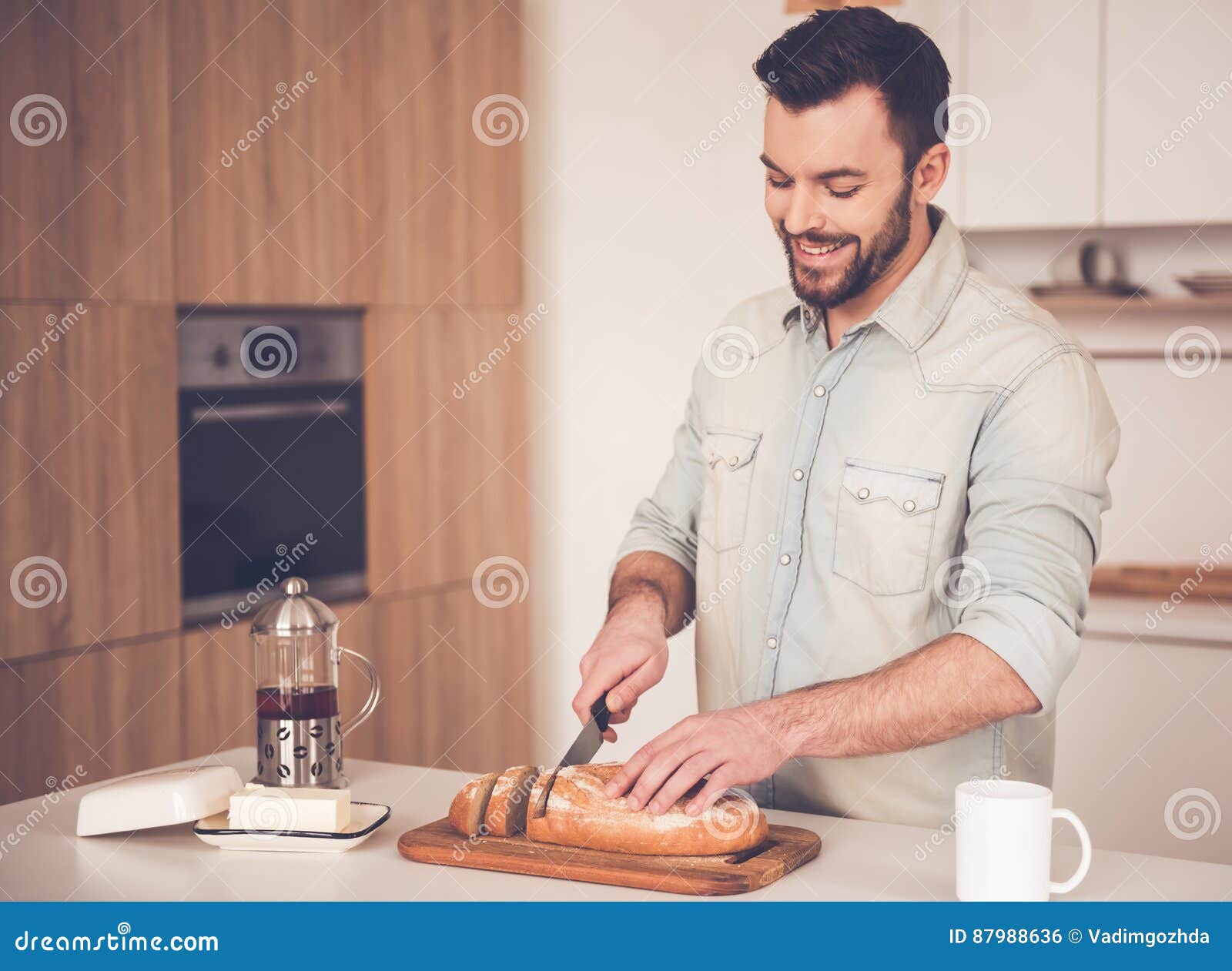 Man in kitchen stock photo. Image of home, adult, lifestyle - 87988636