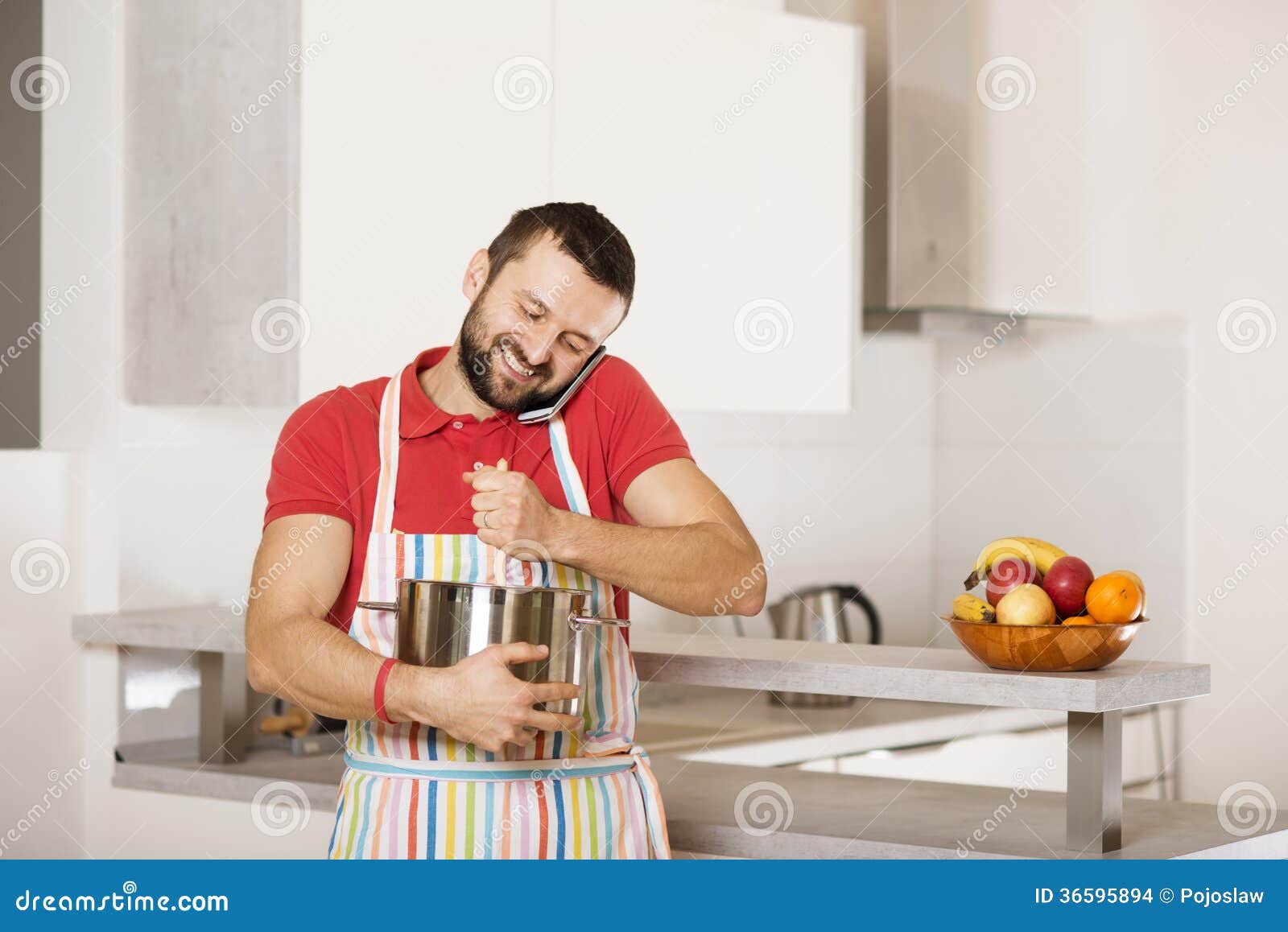 Man in kitchen stock photo. Image of domestic, smile - 36595894