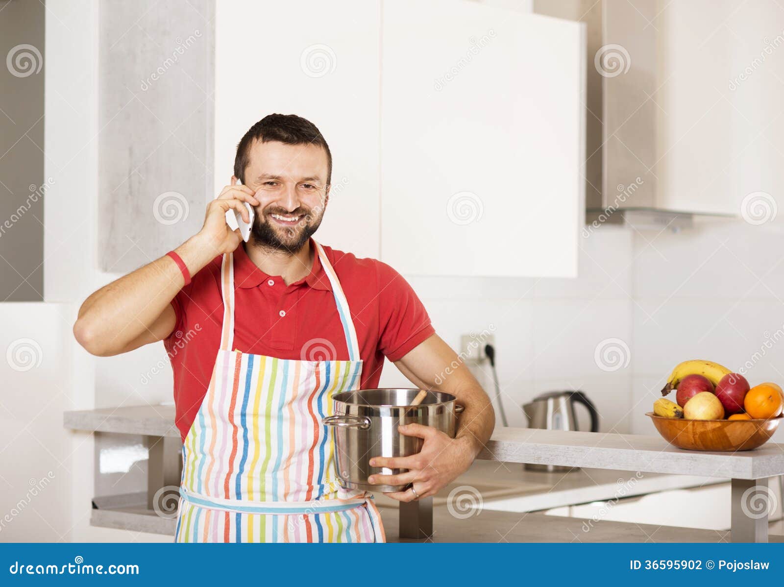 Man in kitchen stock photo. Image of preparation, indoors - 36595902