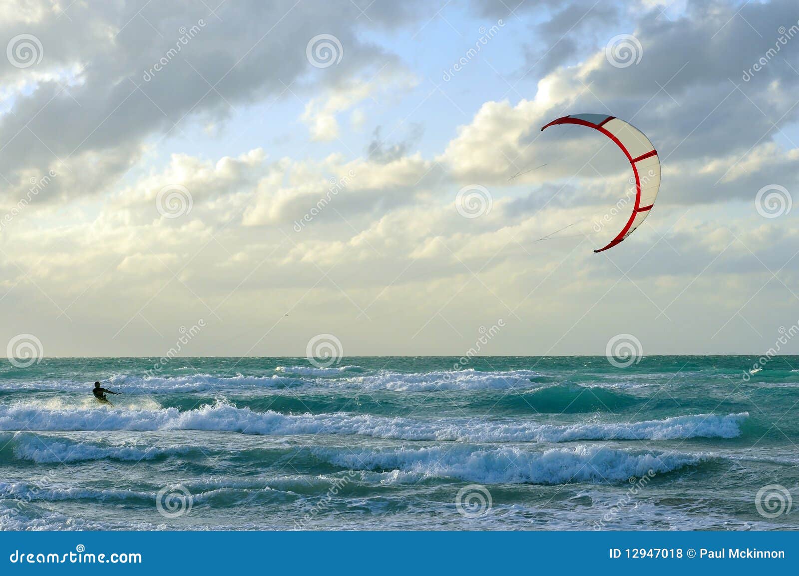 Man Kite-surfing in Atlantic Ocean Stock Photo - Image of ocean, summer ...