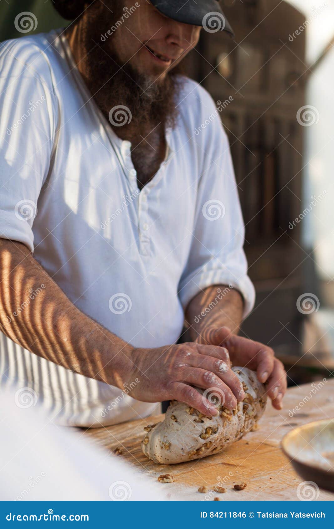 Man knead the dough stock photo. Image of human, bakery - 84211846