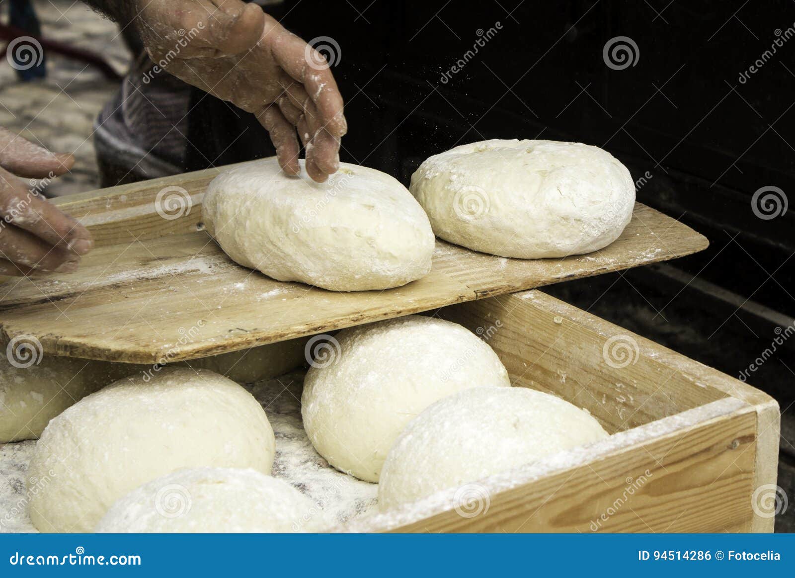 Man kneading bread stock photo. Image of food, baking - 94514286