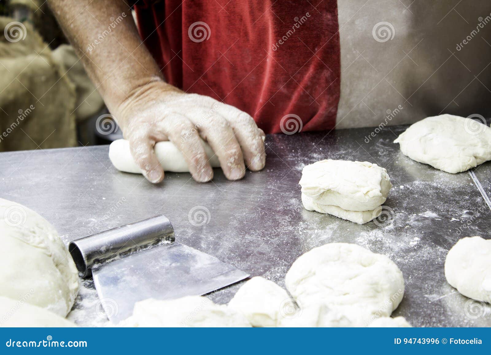 Man kneading bread stock photo. Image of cookery, grain - 94743996
