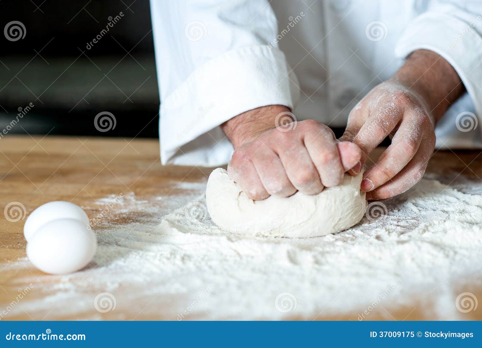 Man Kneading Dough, Closeup Shot Stock Image - Image of skilled ...