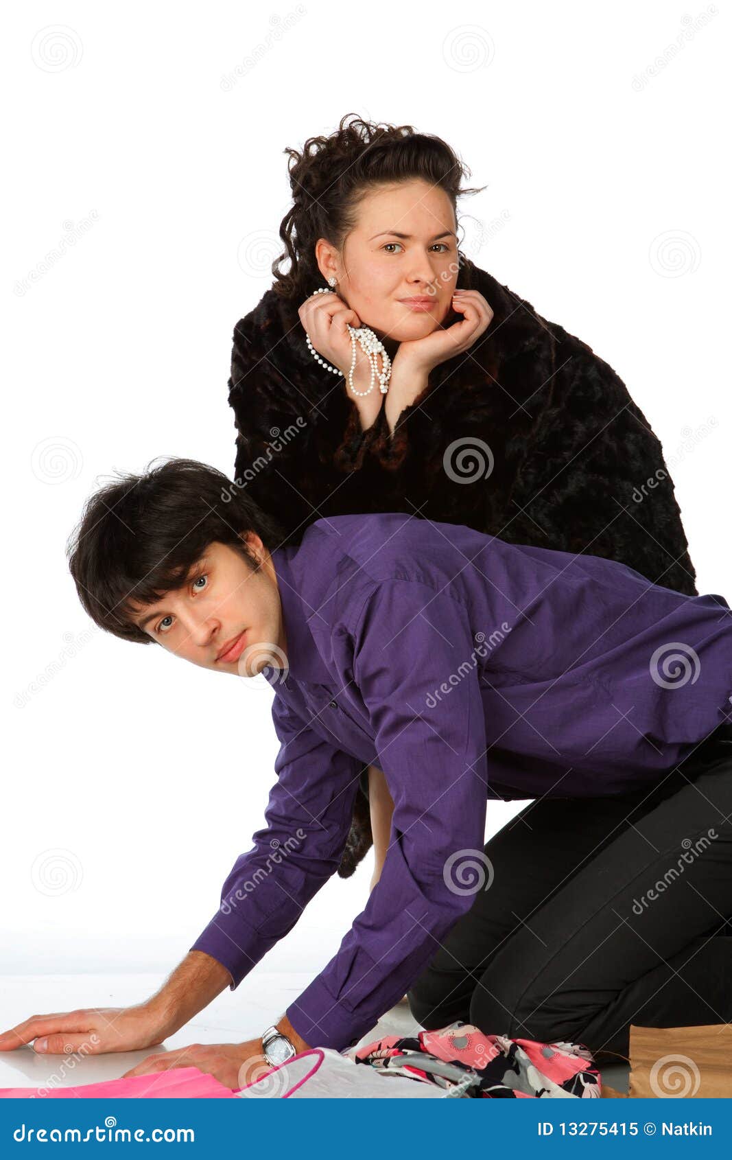 Man Kneeling, Woman Flirted Royalty Free Stock Photo - Image: 13275415