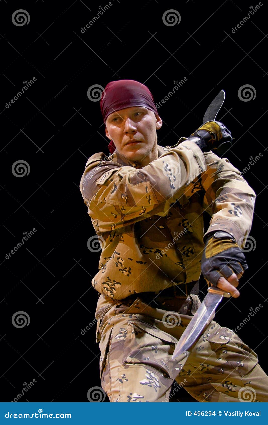 Man with knife stock photo. Image of camouflage, work, blade - 496294