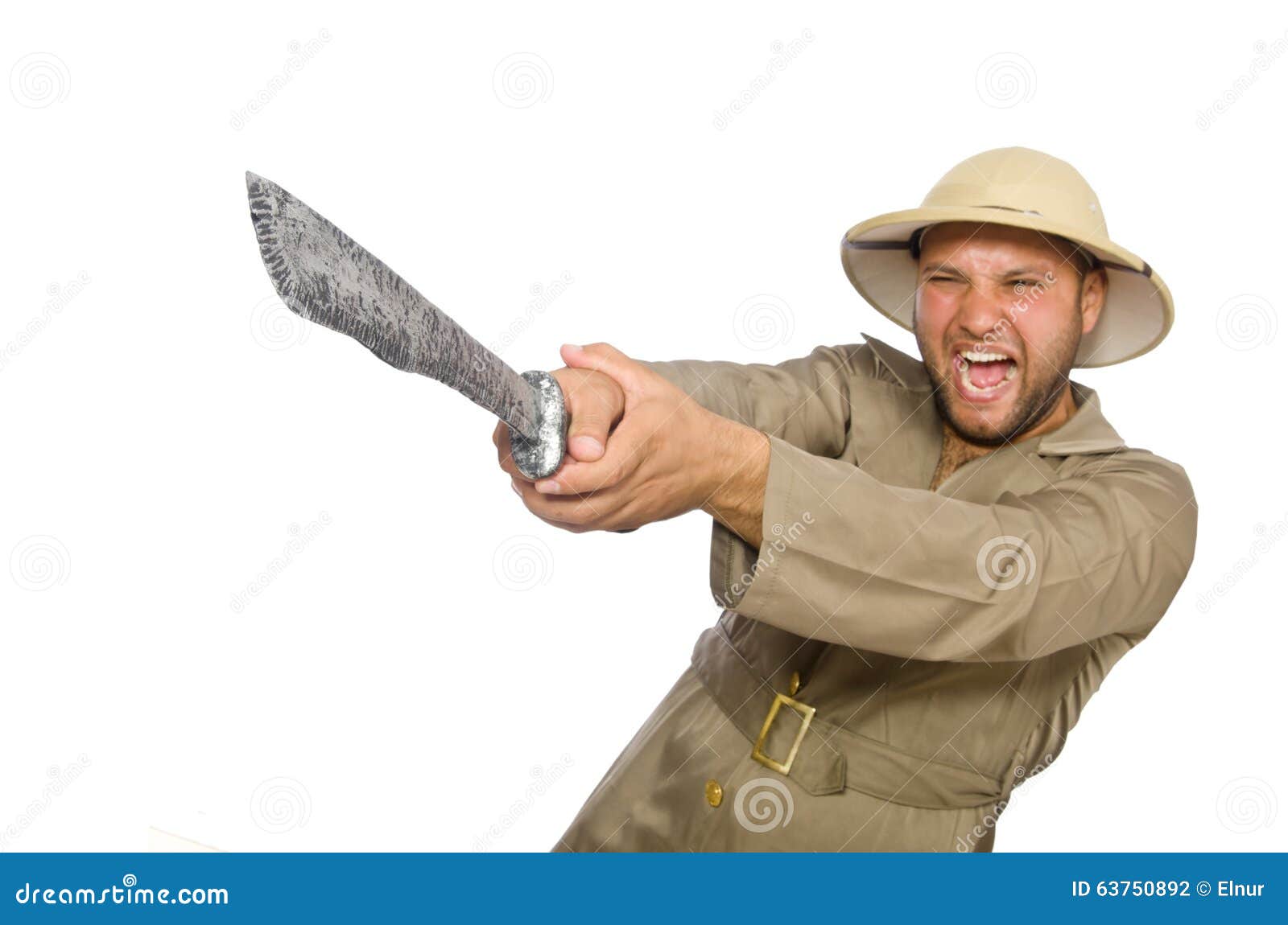 The Man with Knife Isolated on White Stock Photo - Image of hunter ...
