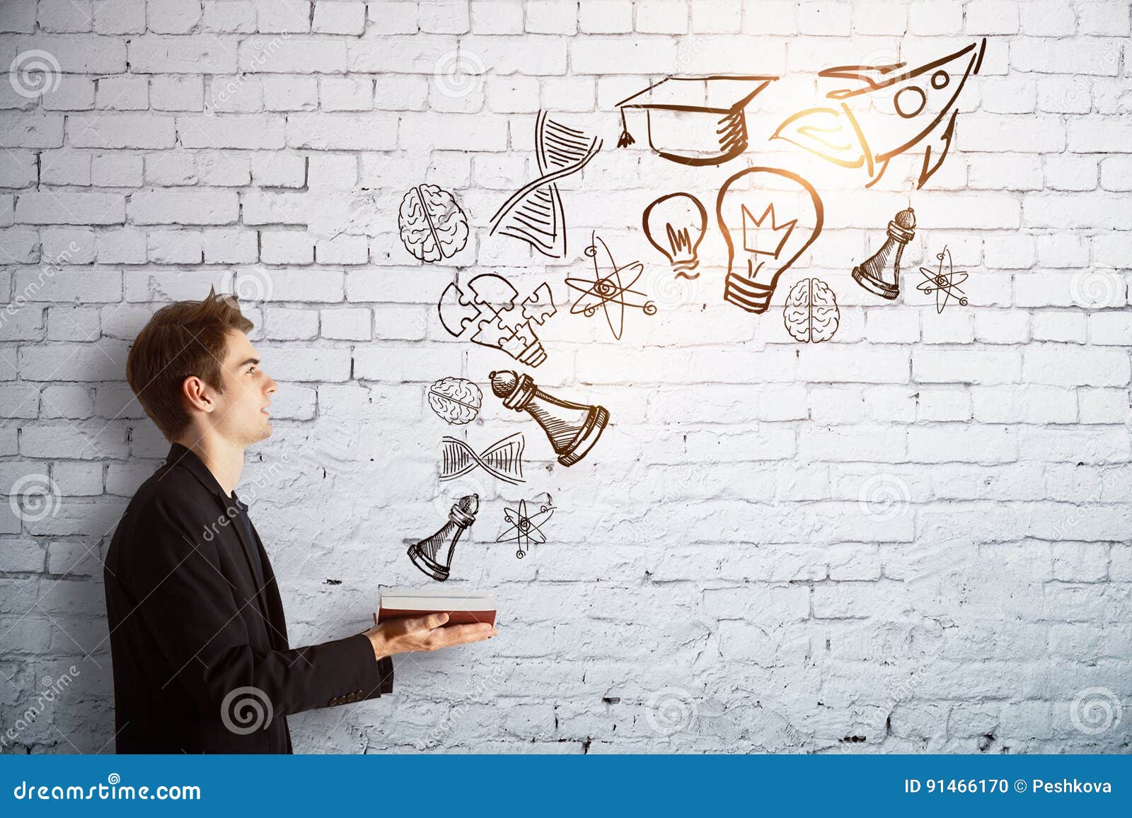 Man with knowledge sketch stock photo. Image of school - 91466170