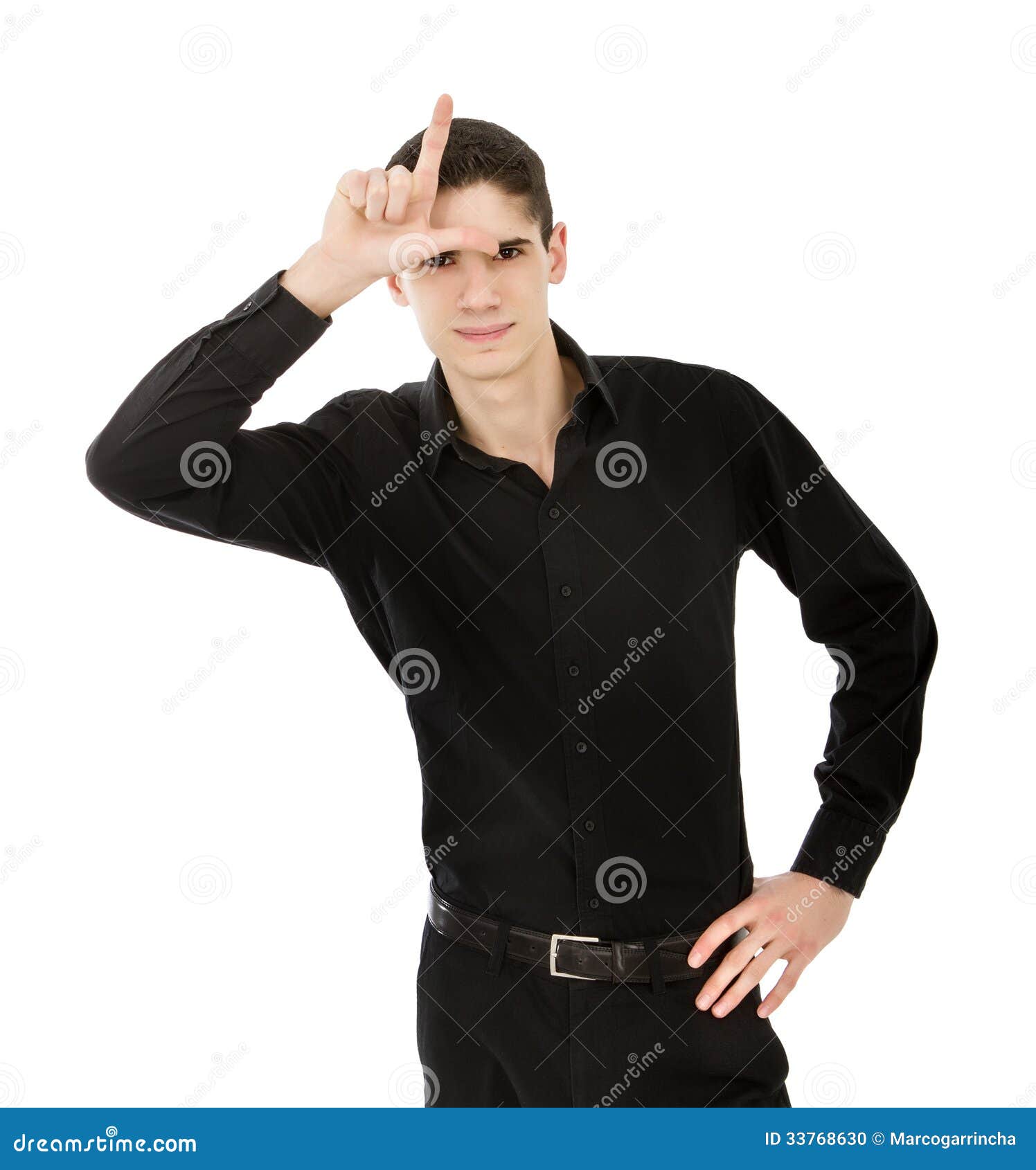 Man l for loser sign stock photo. Image of face, beautiful - 33768630