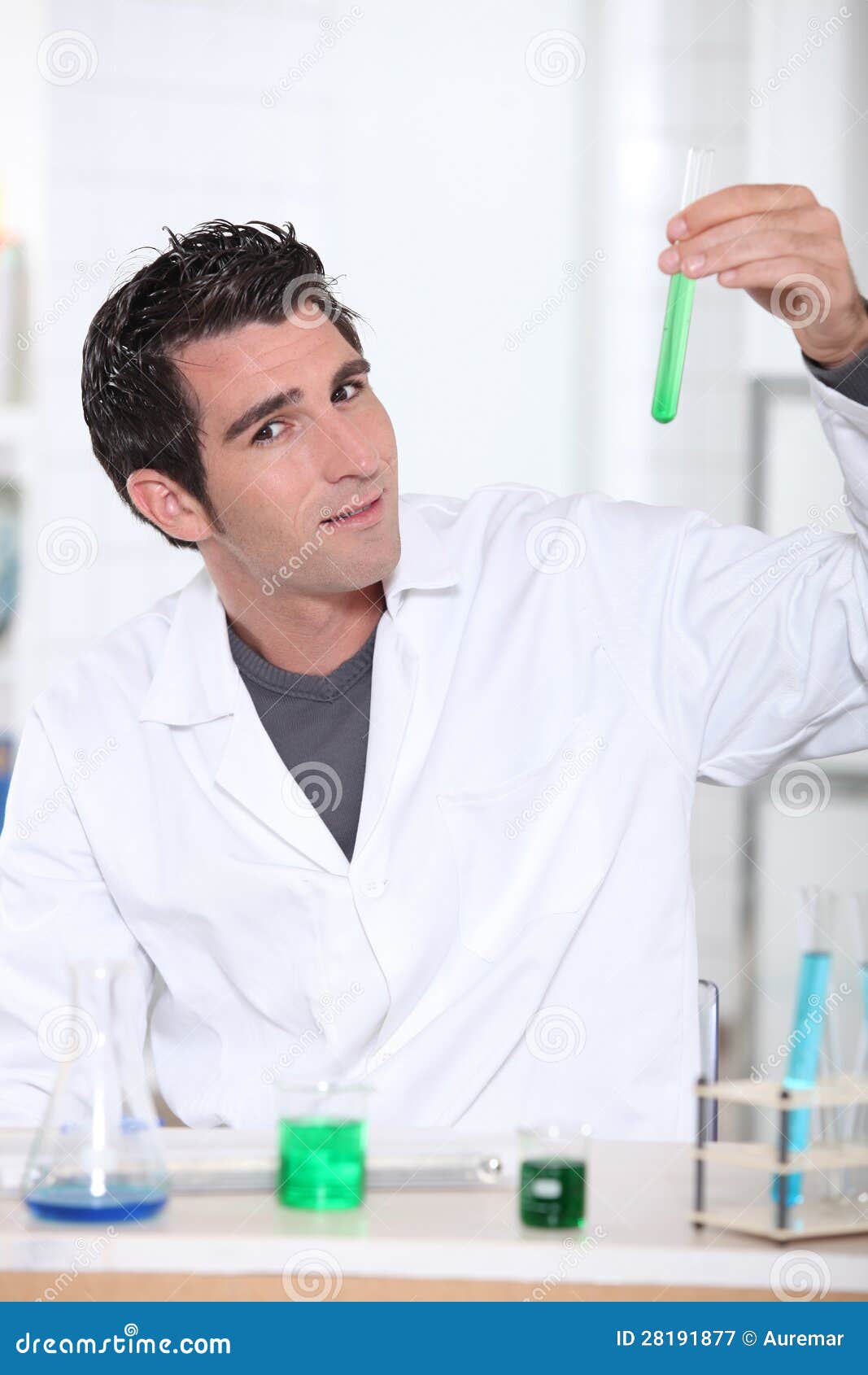 Man in lab stock image. Image of liquid, product, putting - 28191877