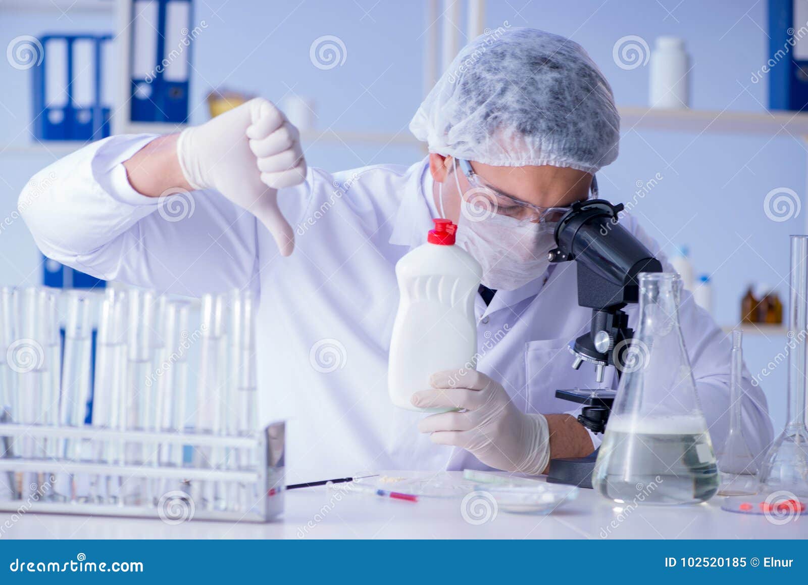 The Man in the Lab Testing New Cleaning Solution Detergent Stock Image ...