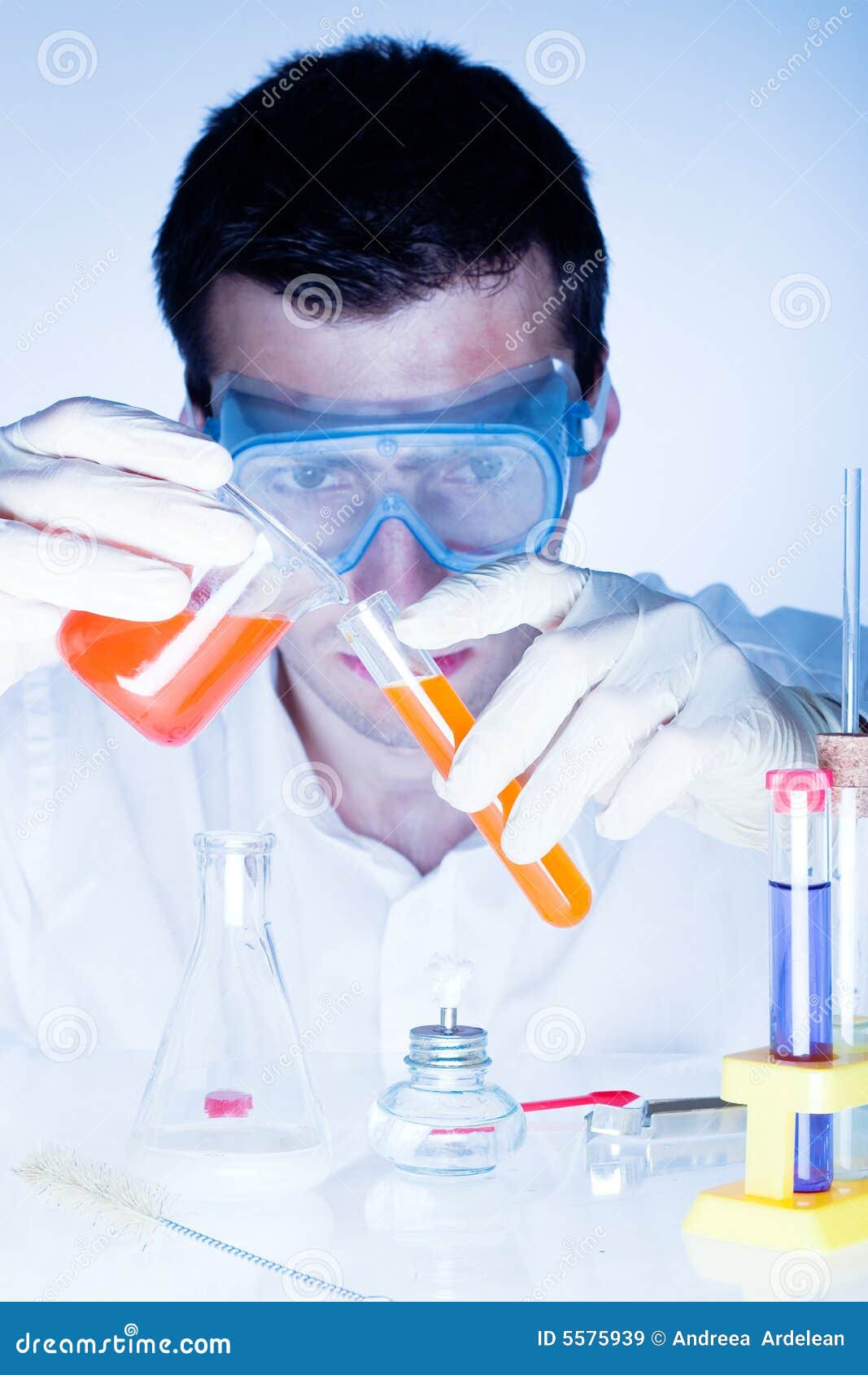 Man in the laboratory stock image. Image of color, descriptive - 5575939