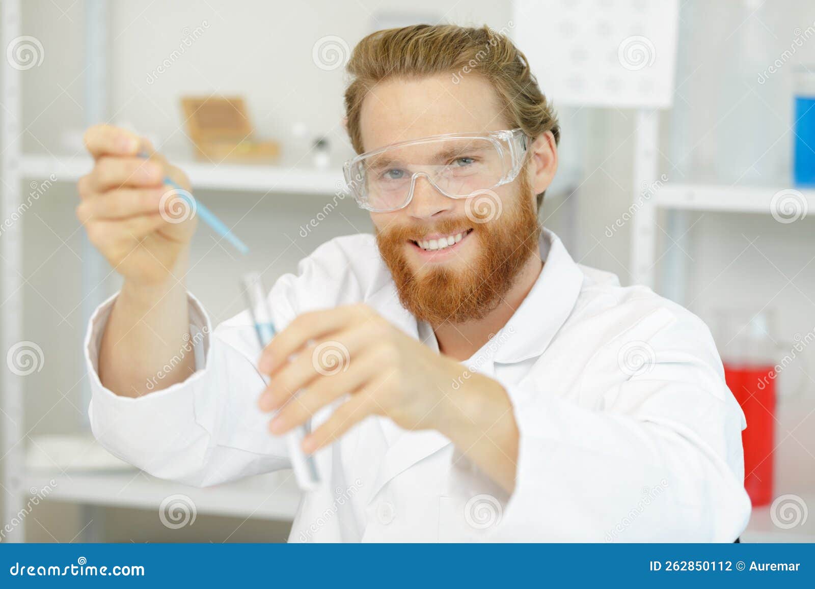 Man in Laboratory while Performing Experiments Stock Photo - Image of ...