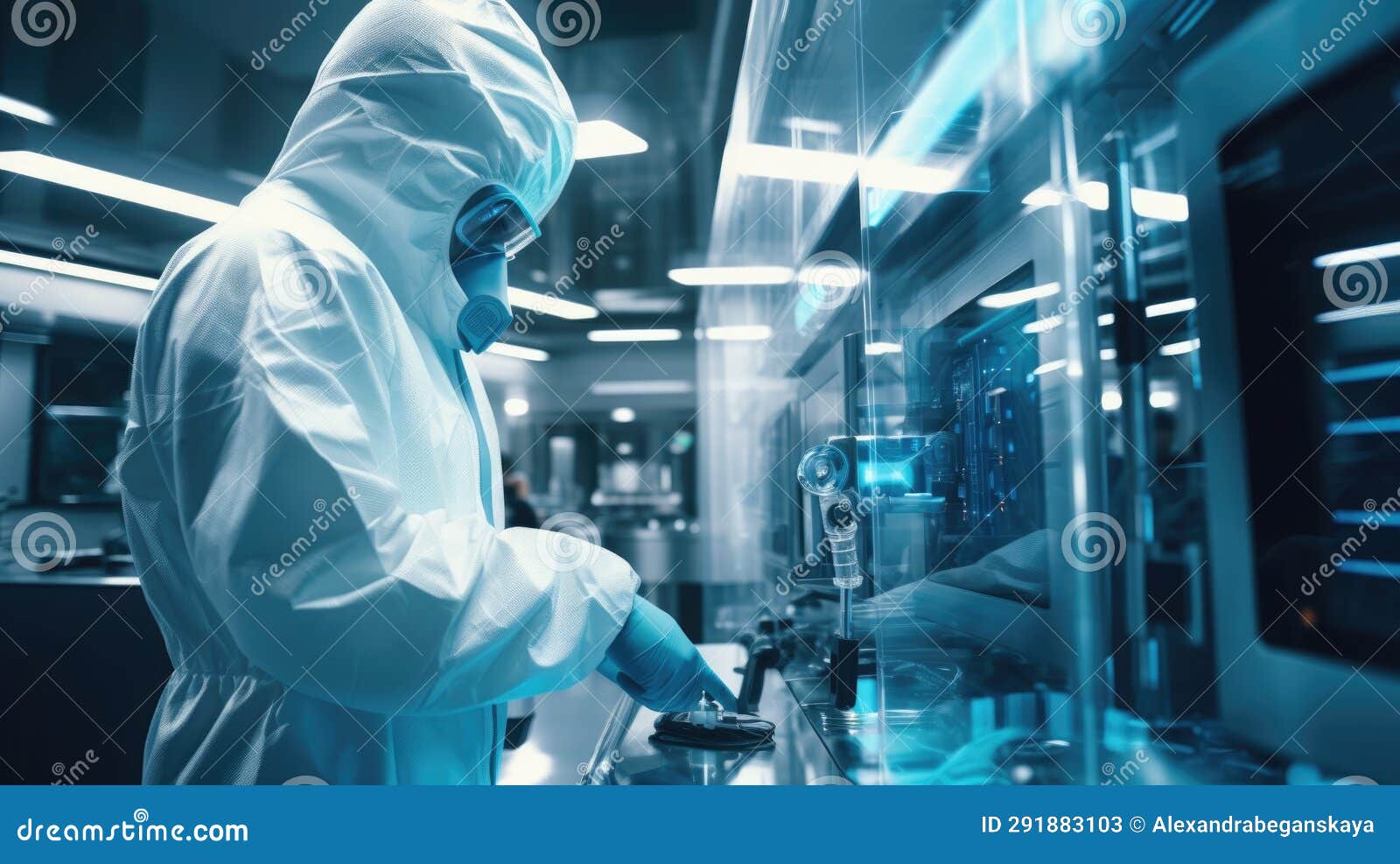 A Man In A Laboratory Suit Is Standing In A Sterile Room Stock ...