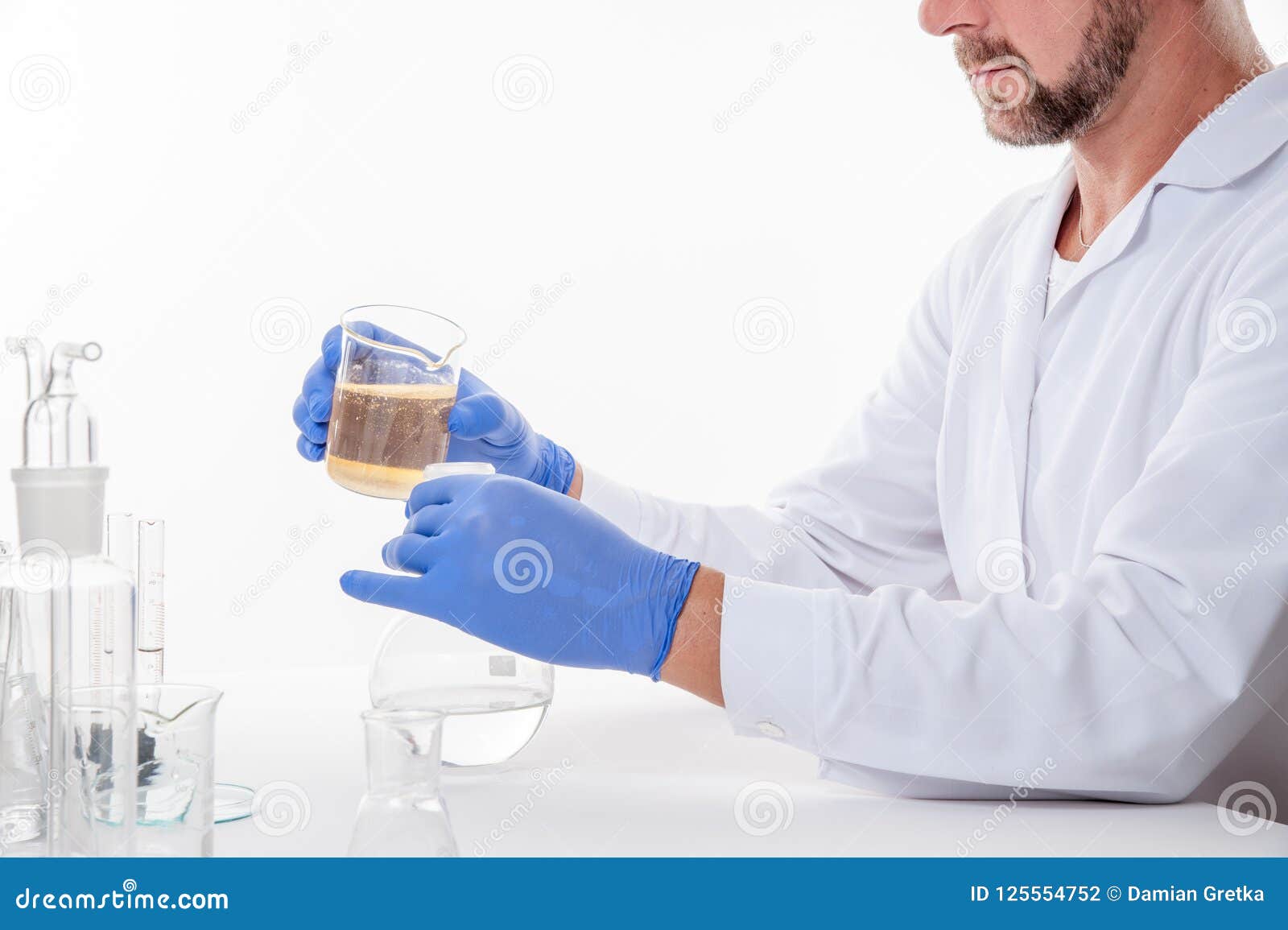 Man in the Laboratory, View of a Man in the Laboratory while Performing ...