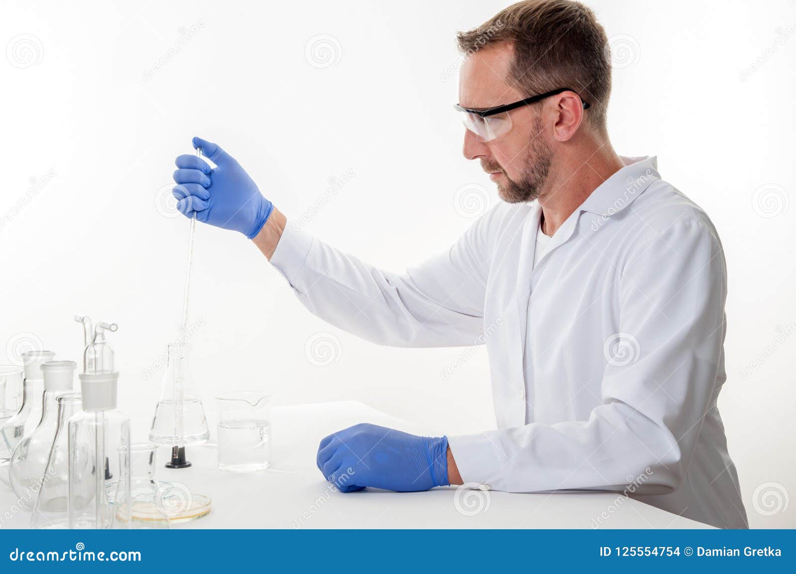 Man in the Laboratory, View of a Man in the Laboratory while Performing ...