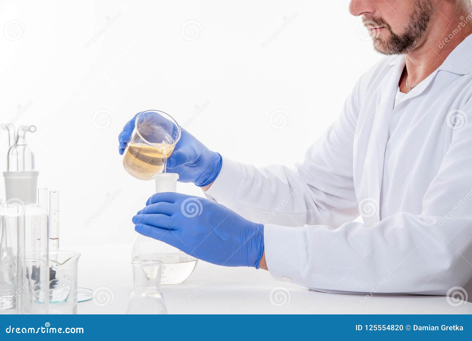 Man in the Laboratory, View of a Man in the Laboratory while Performing ...