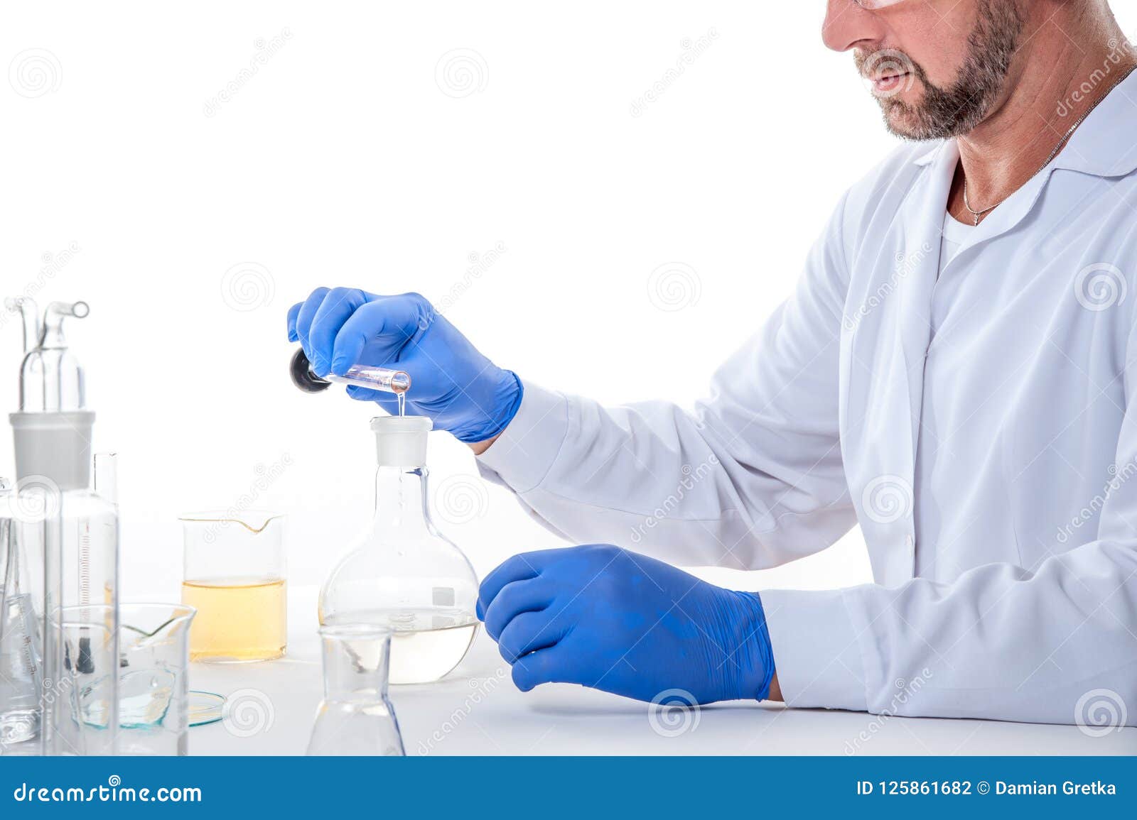 Man in the Laboratory, View of a Man in the Laboratory while Performing ...