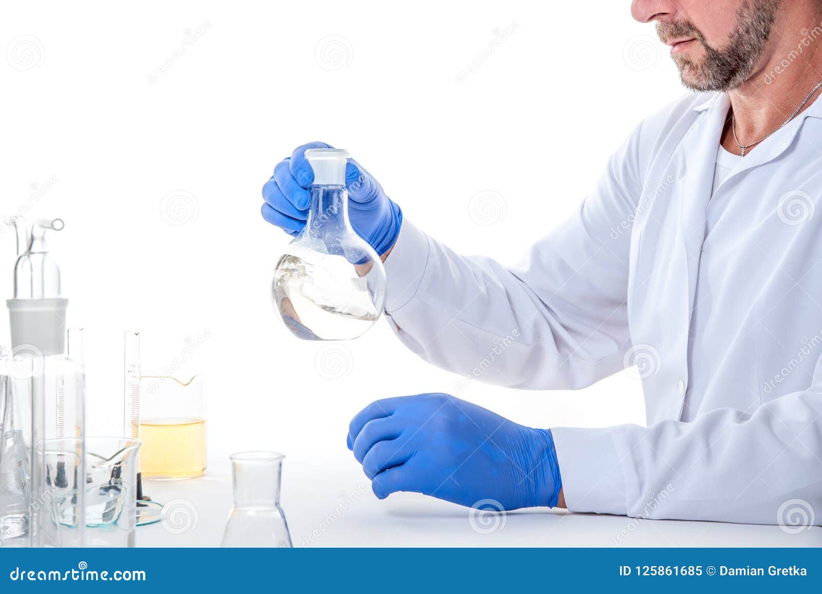 Man in the Laboratory, View of a Man in the Laboratory while Performing ...