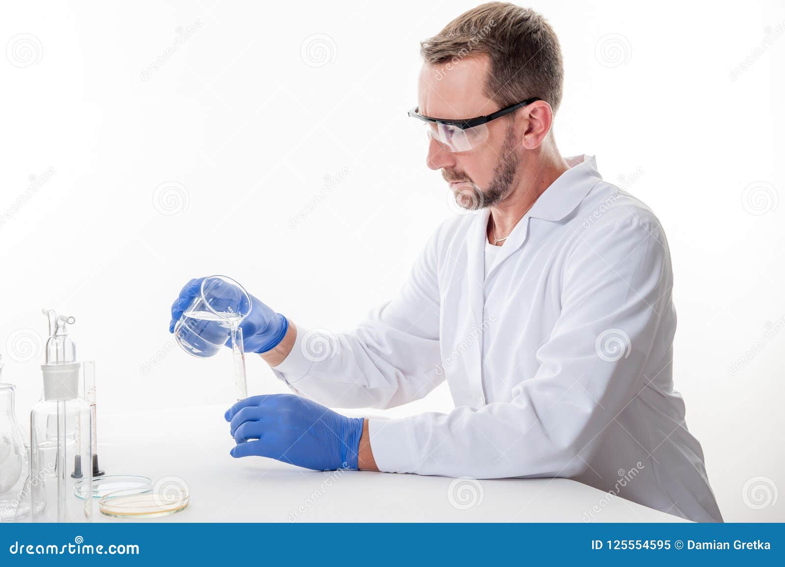 Man in the Laboratory, View of a Man in the Laboratory while Performing ...