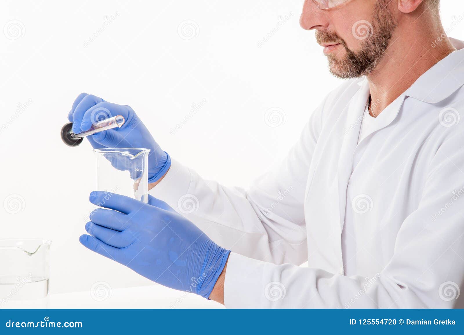 Man in the Laboratory, View of a Man in the Laboratory while Performing ...