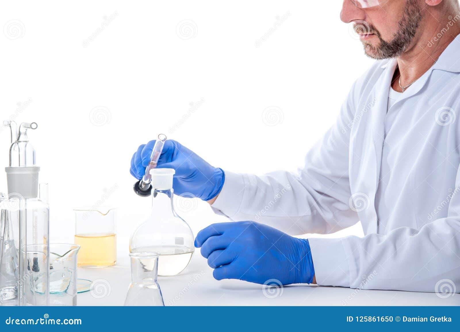 Man in the Laboratory, View of a Man in the Laboratory while Performing ...