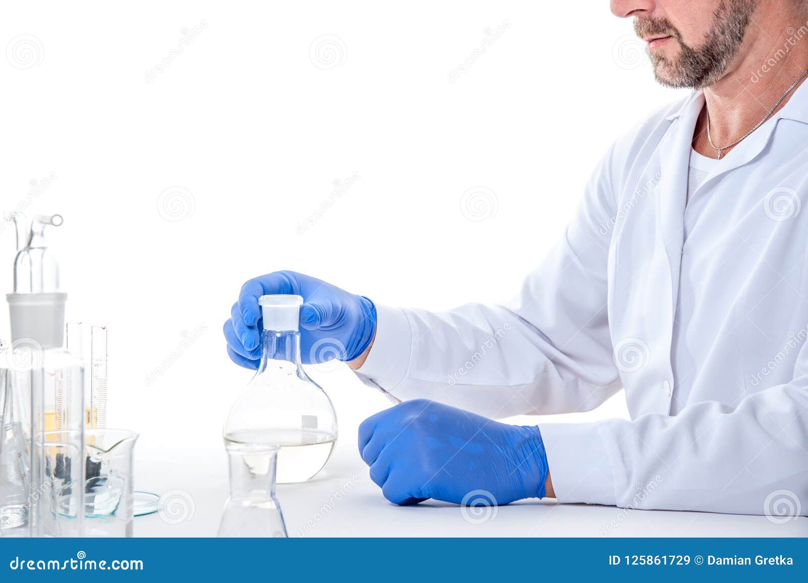 Man in the Laboratory, View of a Man in the Laboratory while Performing ...