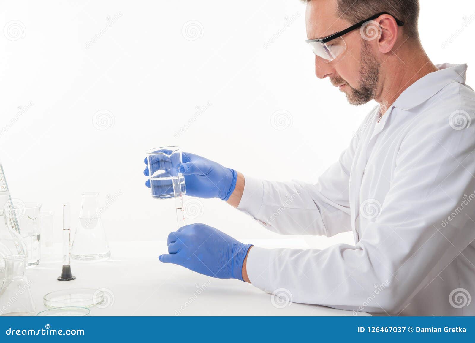 View of a Man in the Laboratory while Performing Experiments Stock ...
