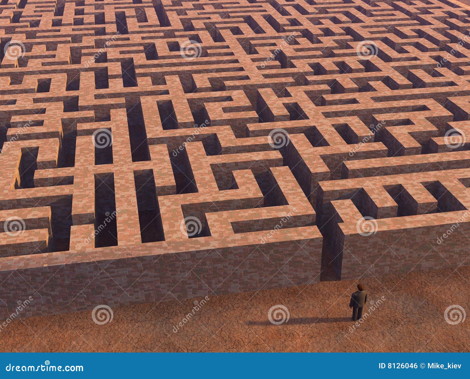 Man before labyrinth stock illustration. Illustration of labyrinth ...
