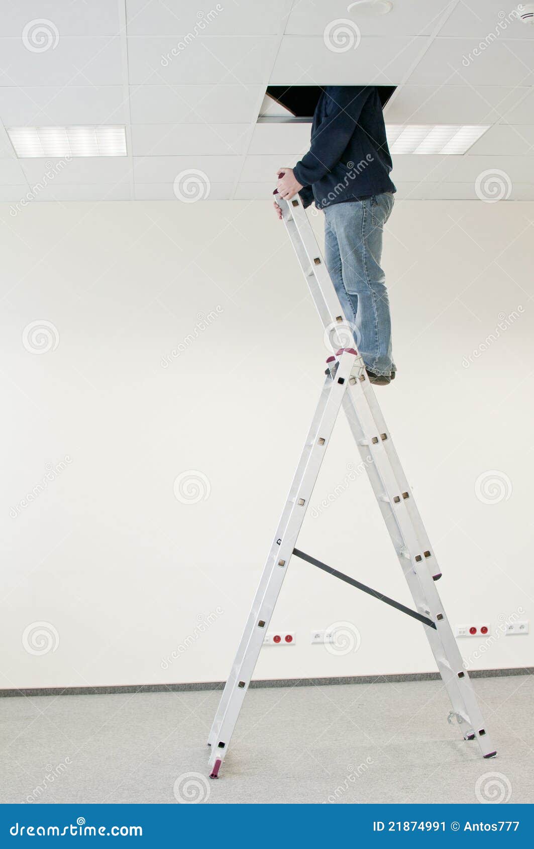 Man on the ladder stock image. Image of electricity, house - 21874991