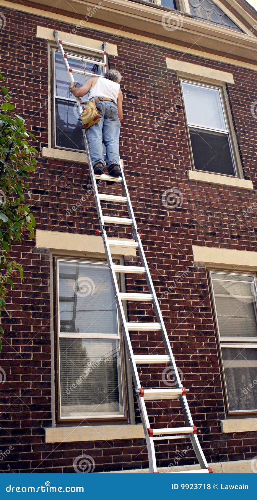 Man on Ladder stock photo. Image of fall, ascended, elevation - 9923718