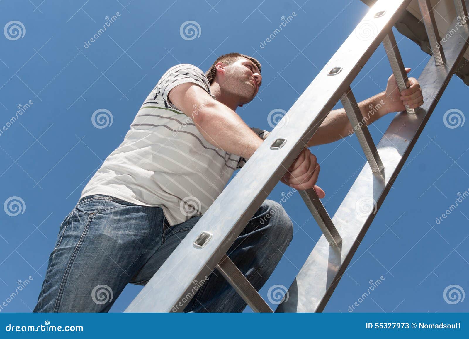 Man on the ladder stock image. Image of business, male - 55327973