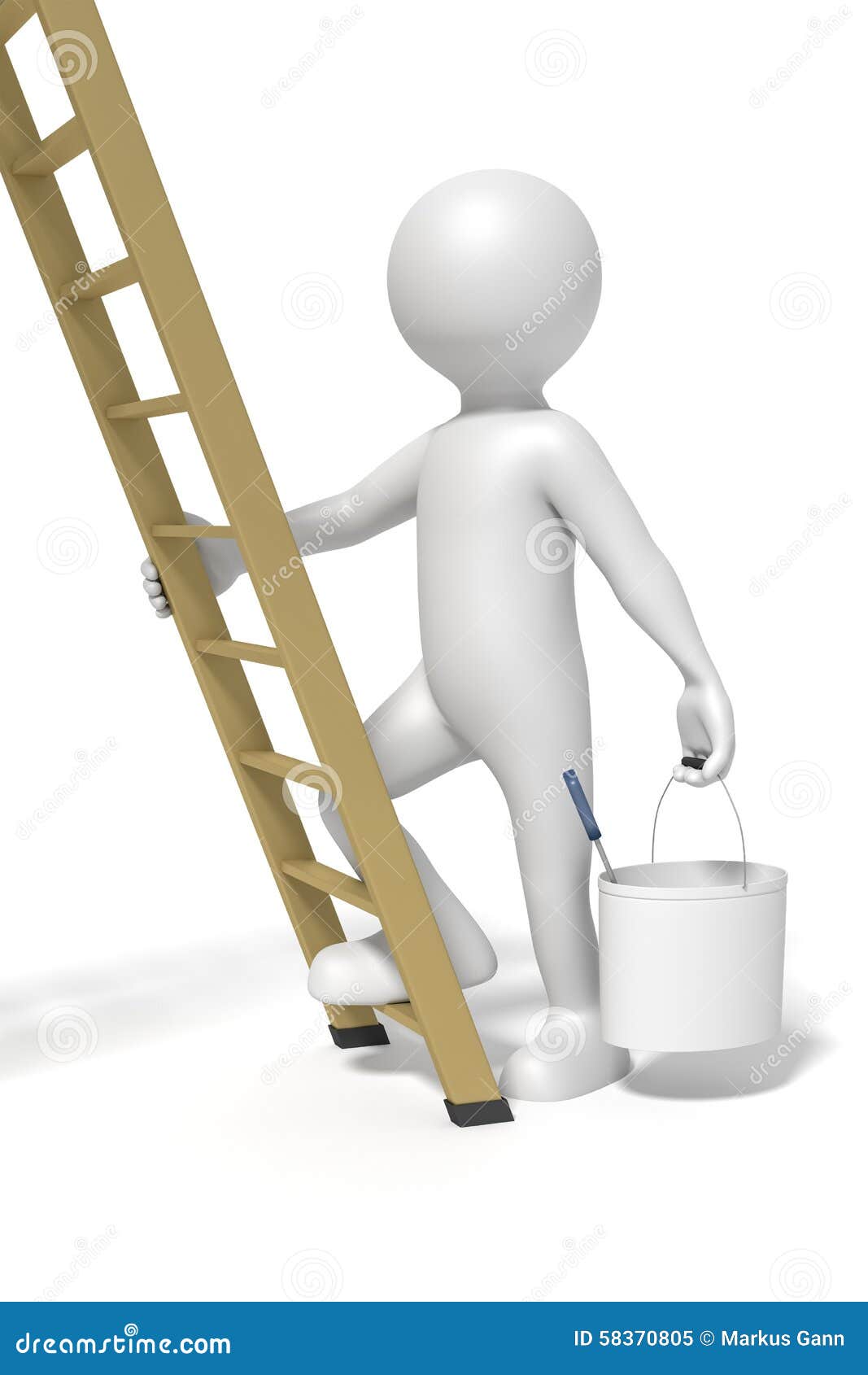 Man and ladder stock illustration. Illustration of step - 58370805