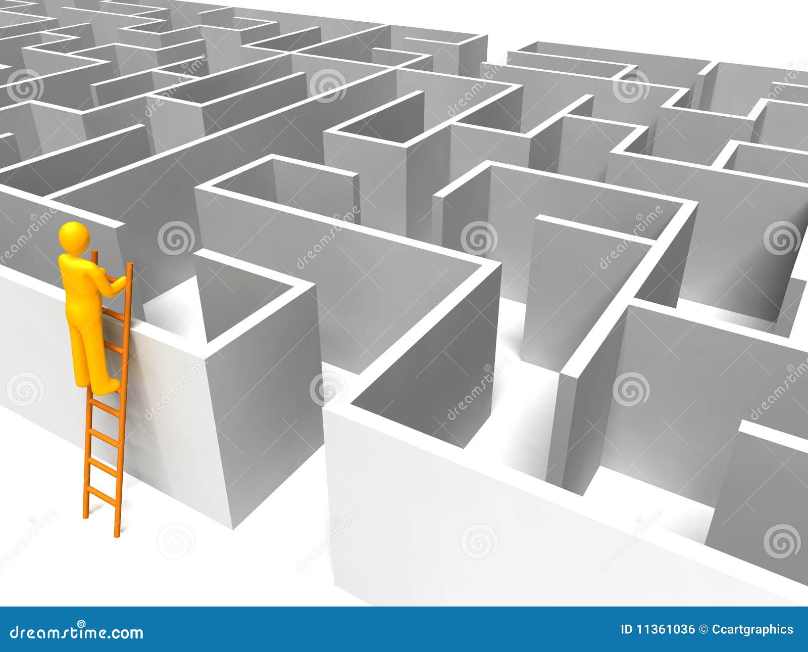Man on the Ladder with Maze Stock Illustration - Illustration of ...