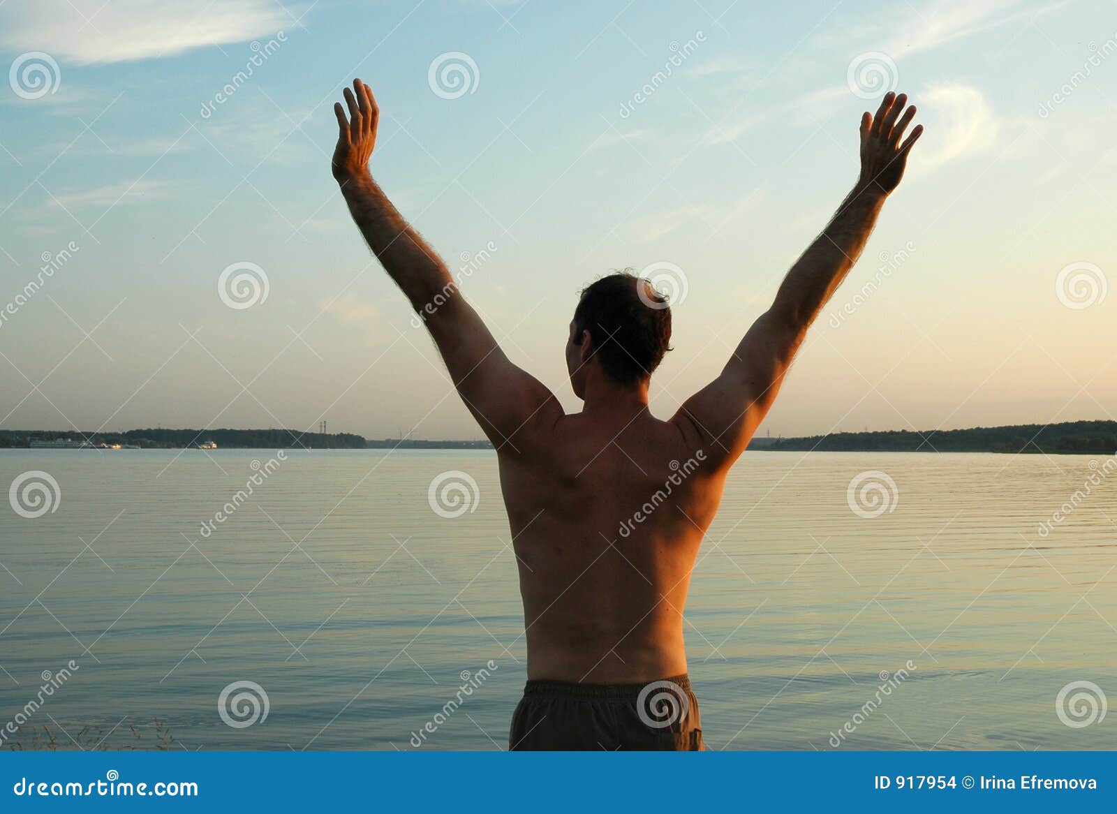 Man on the lake stock photo. Image of summer, sunset, reflection - 917954