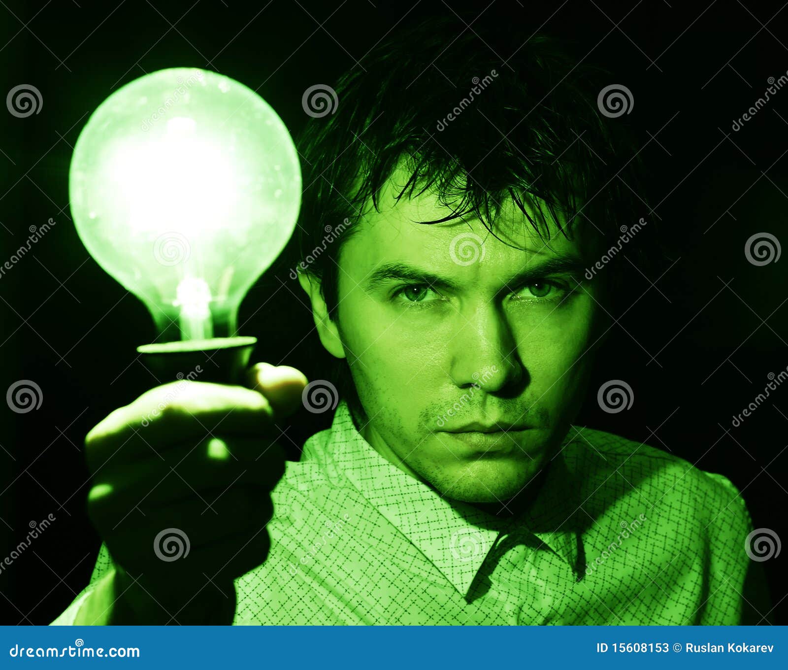 Man with lamp. stock image. Image of person, black, darkness - 15608153