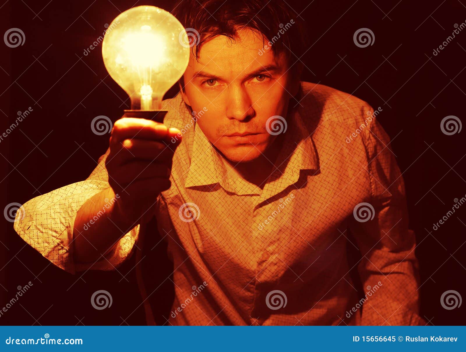 Man with lamp. stock image. Image of adult, male, hairstyle - 15656645