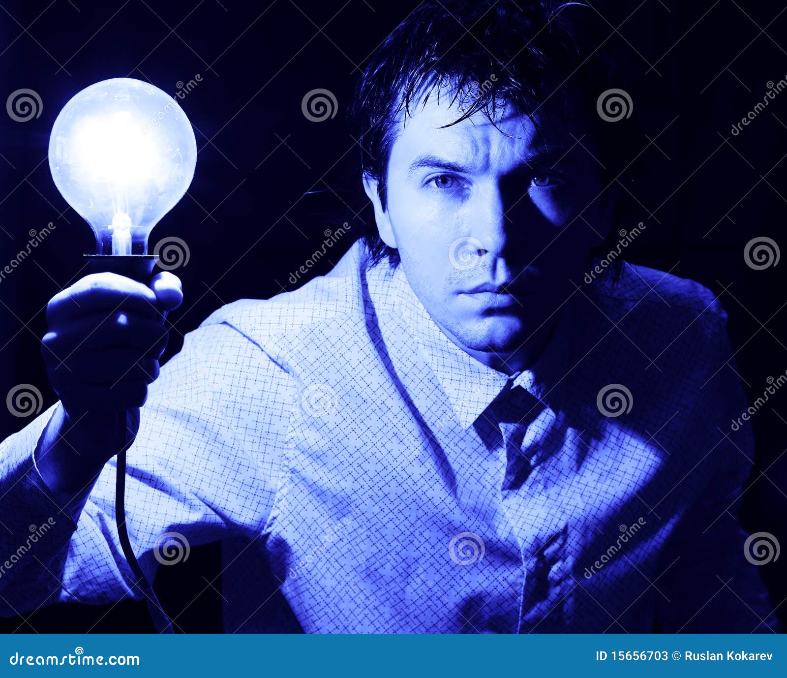 Man with lamp. stock image. Image of darkness, adult - 15656703