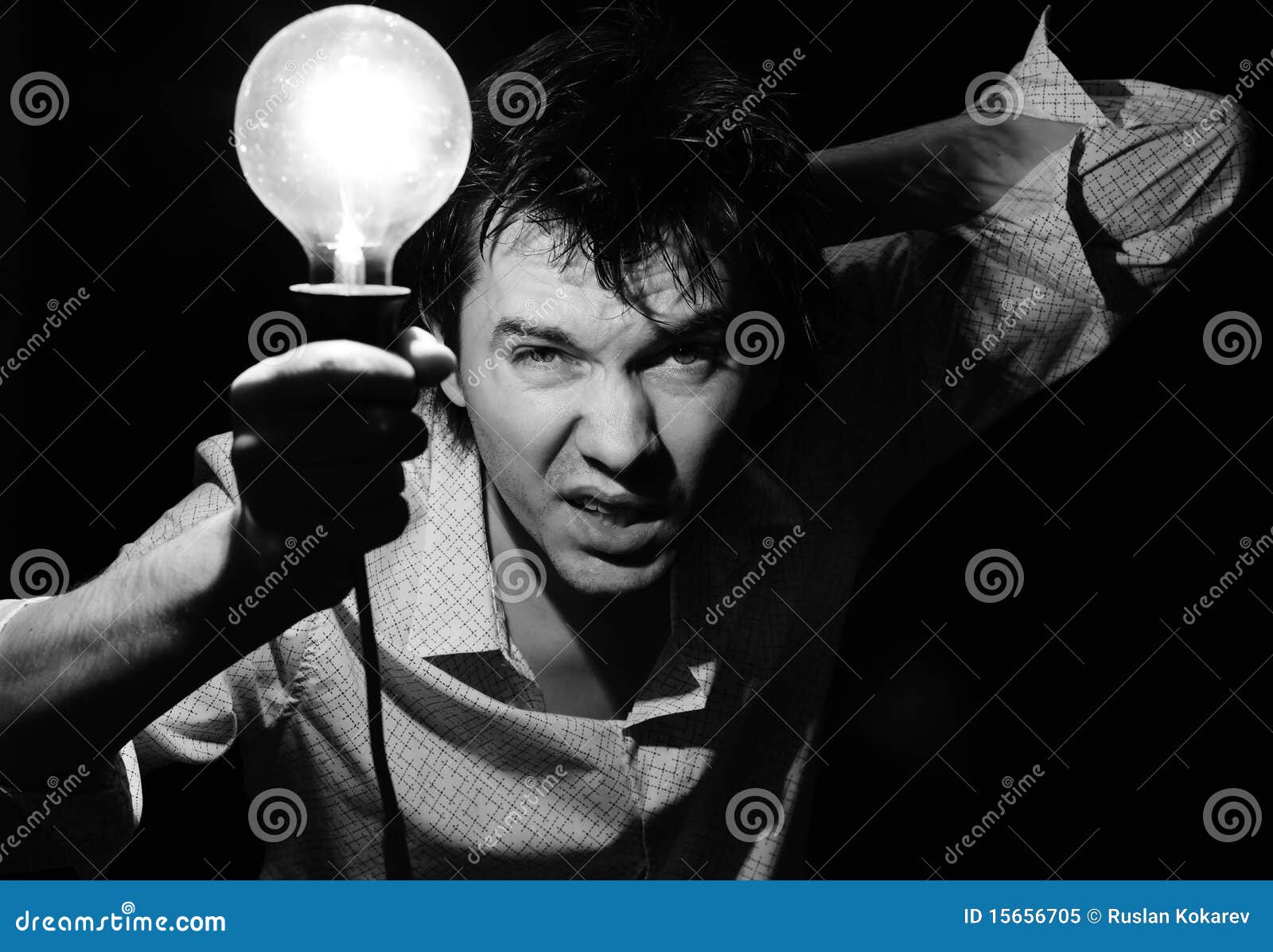 Man with lamp. stock image. Image of darkness, looking - 15656705