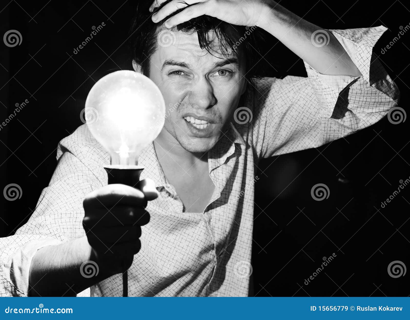 Man with lamp. stock image. Image of attentive, adult - 15656779