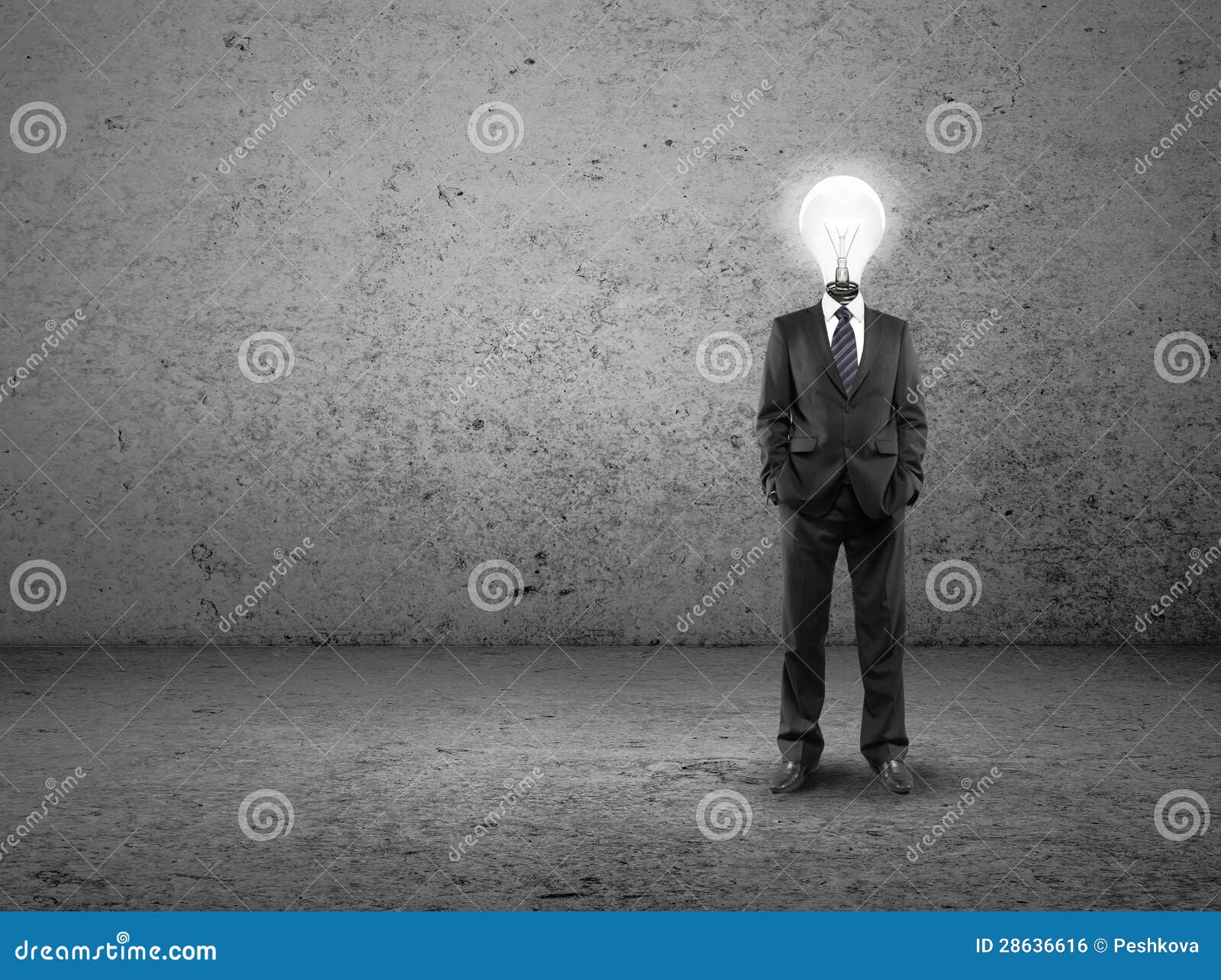 Man with lamp-head stock photo. Image of solution, hand - 28636616
