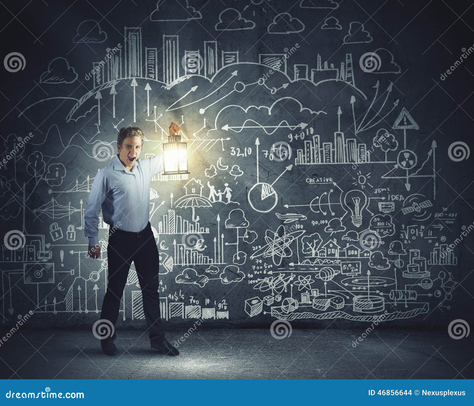 Man with lantern stock photo. Image of business, lantern - 46856644