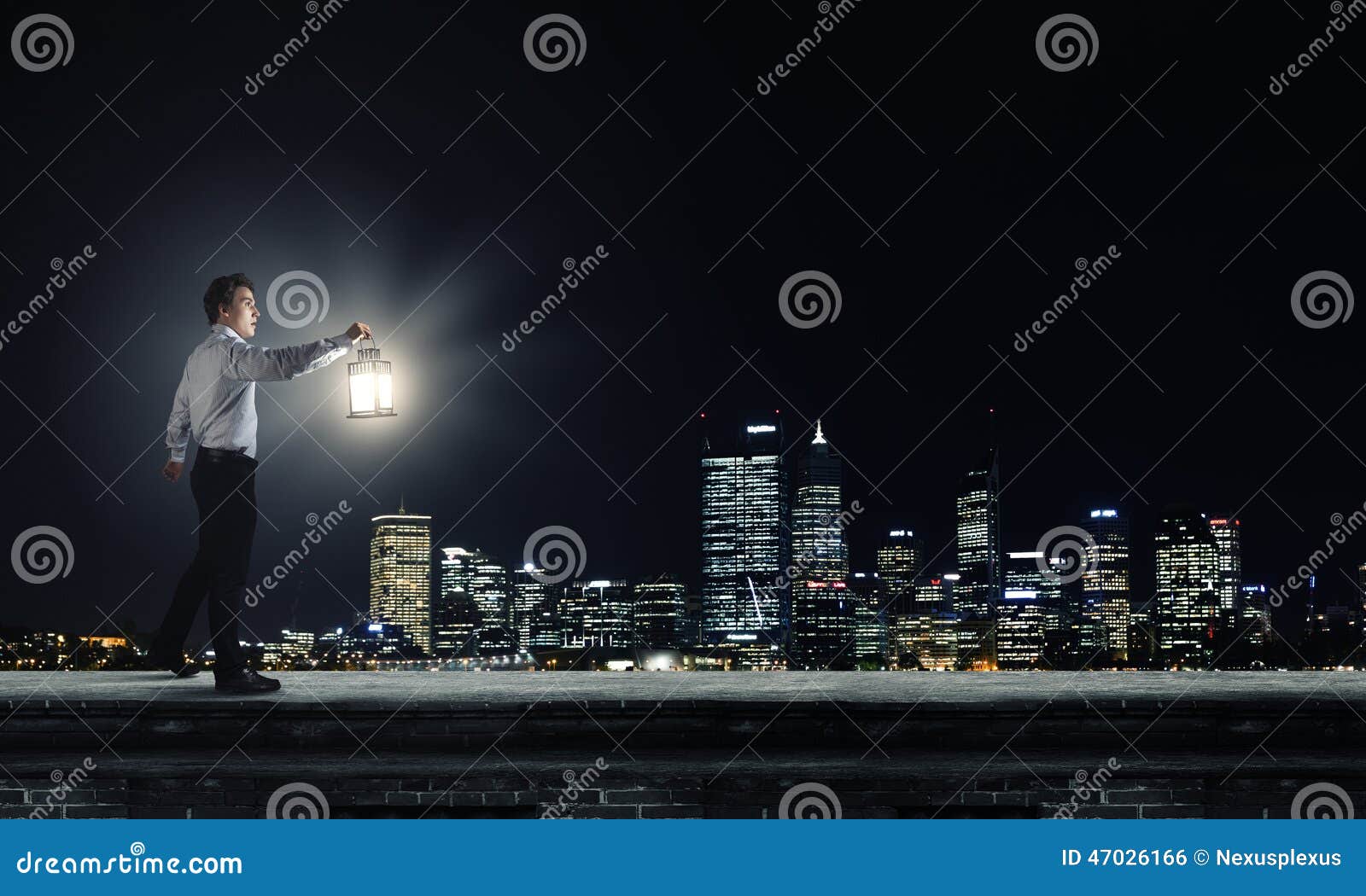 Man with lantern stock photo. Image of light, leader - 47026166