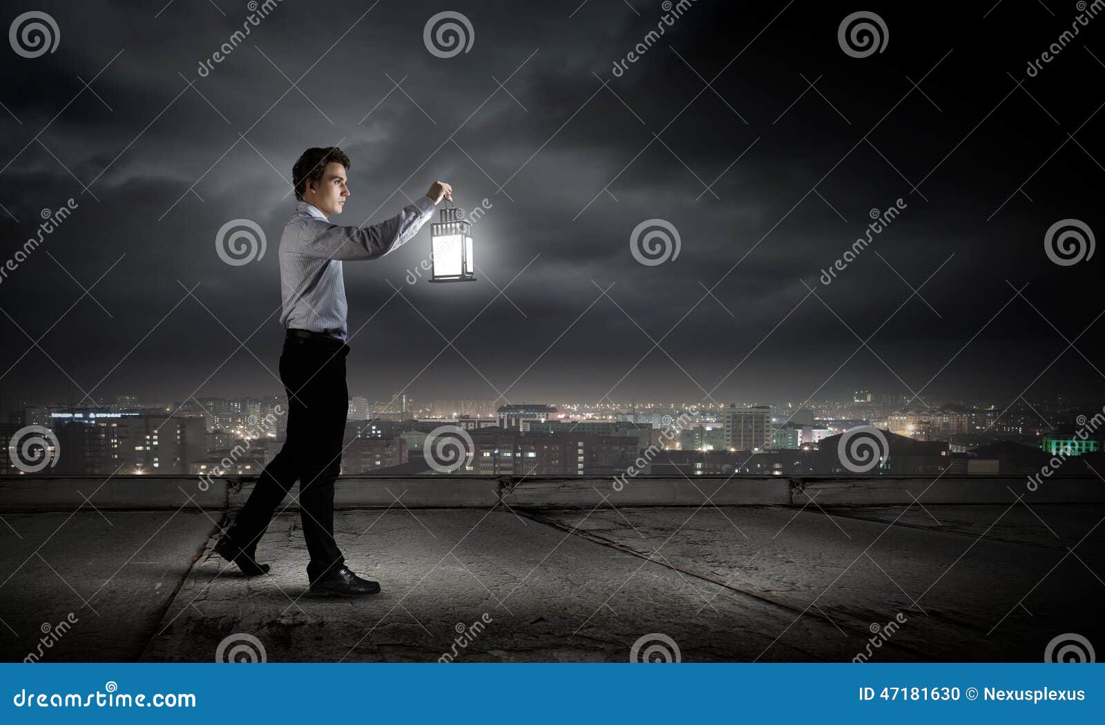 Man with lantern stock photo. Image of employment, outdoor - 47181630