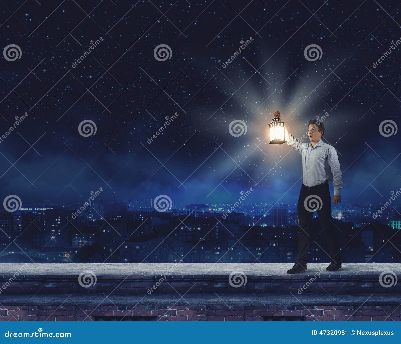 Man with lantern stock image. Image of illuminate, male - 47320981