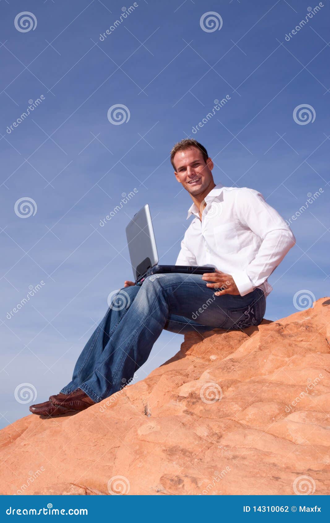 Man with laptop stock photo. Image of connected, nature - 14310062