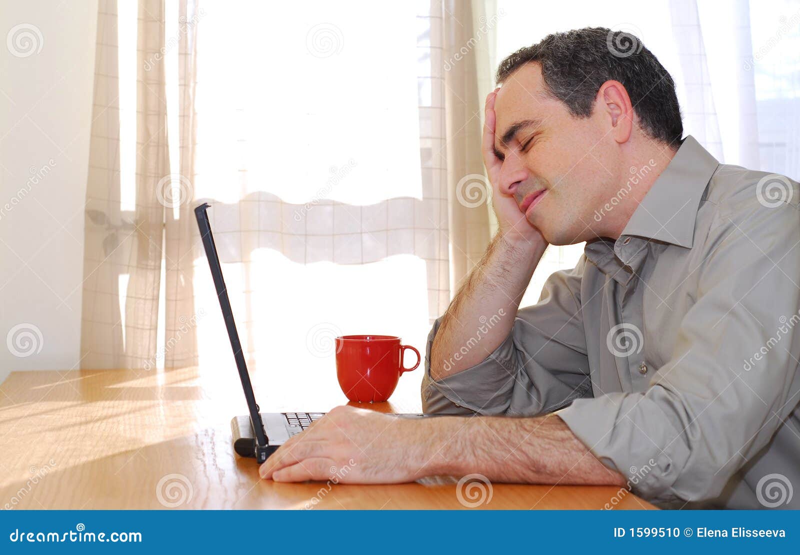 Man with laptop stock photo. Image of laptop, coffee, dreaming - 1599510
