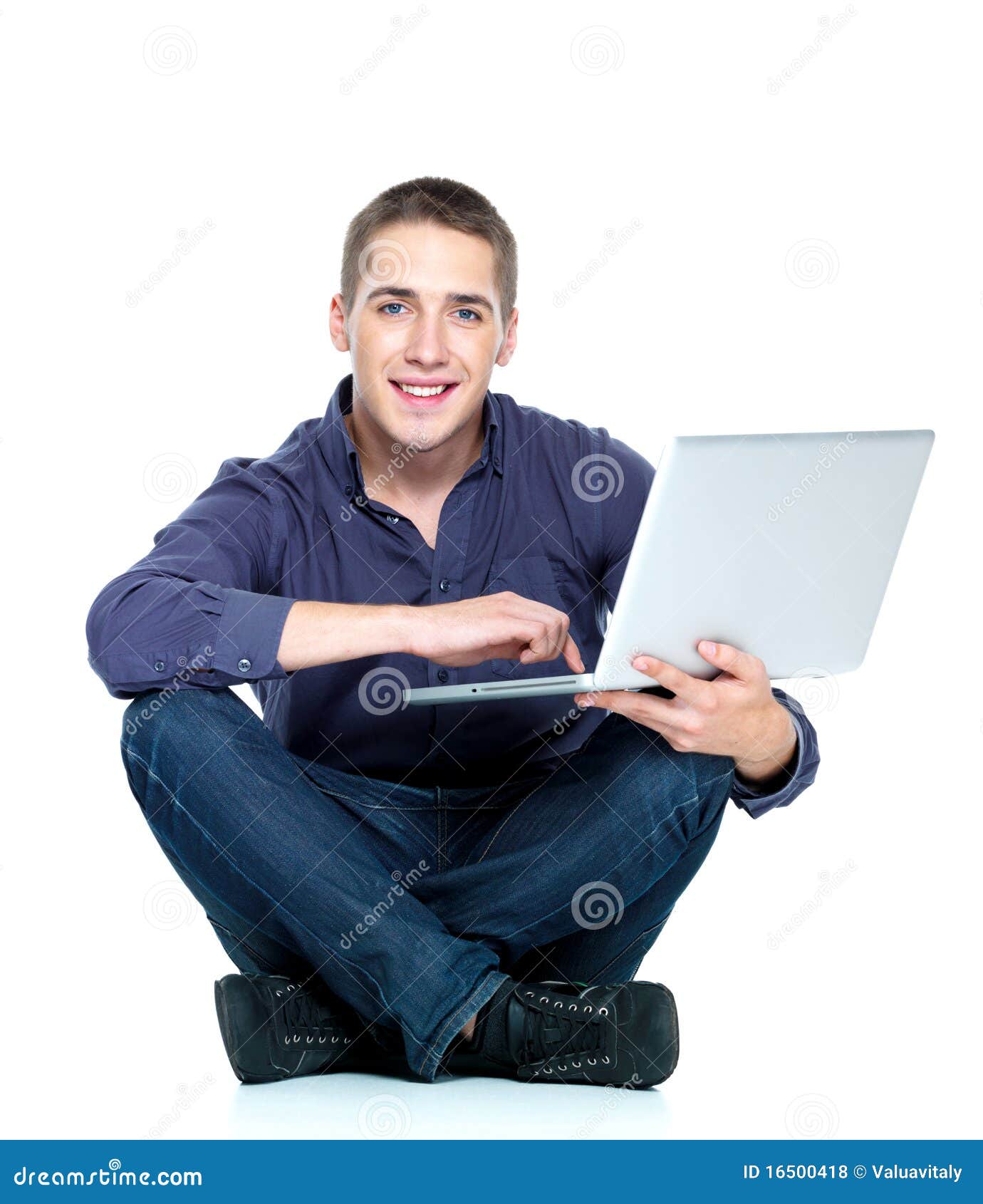 Man with laptop stock photo. Image of online, handsome - 16500418