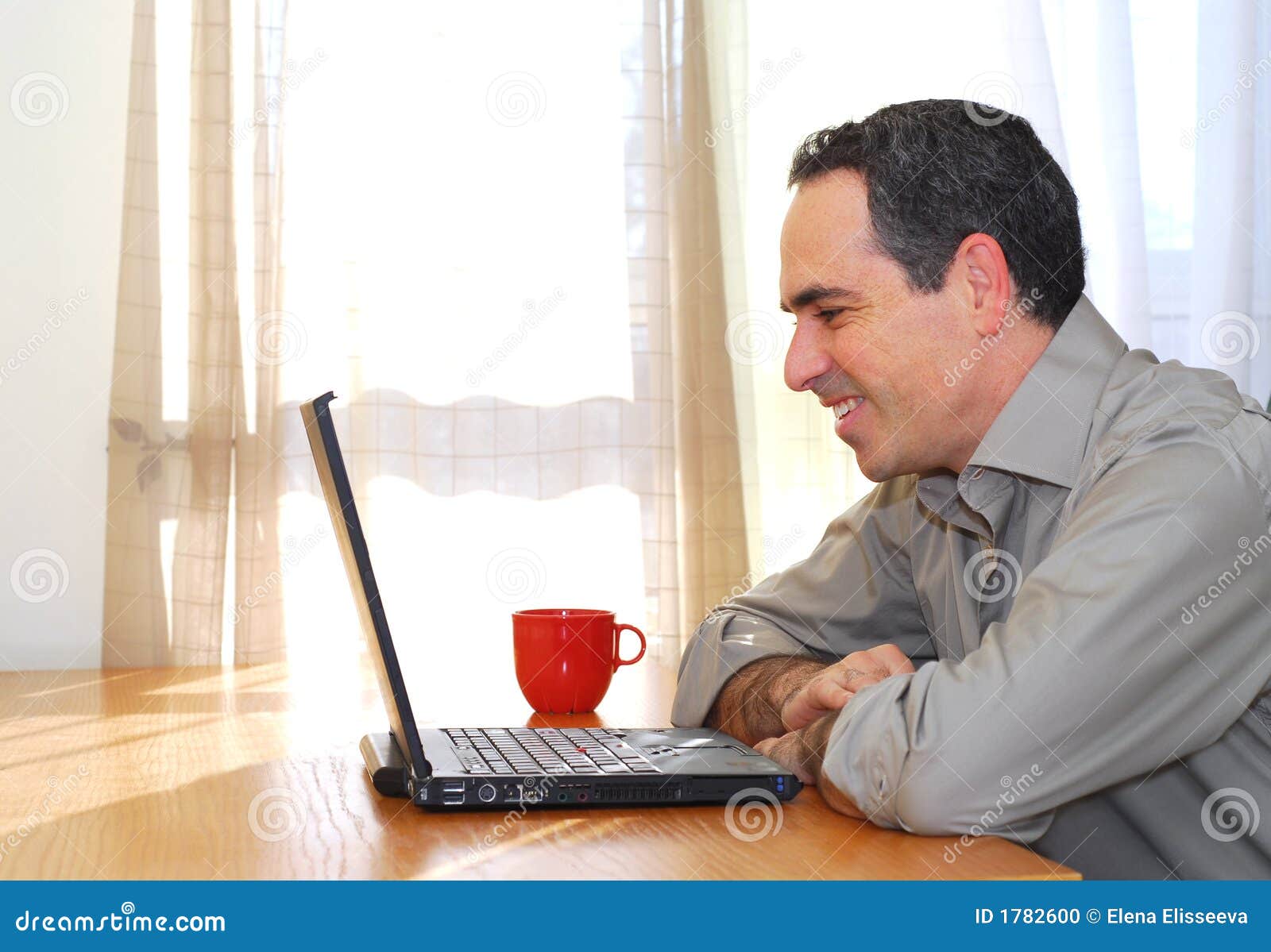 Man with laptop stock photo. Image of portable, grin, success - 1782600