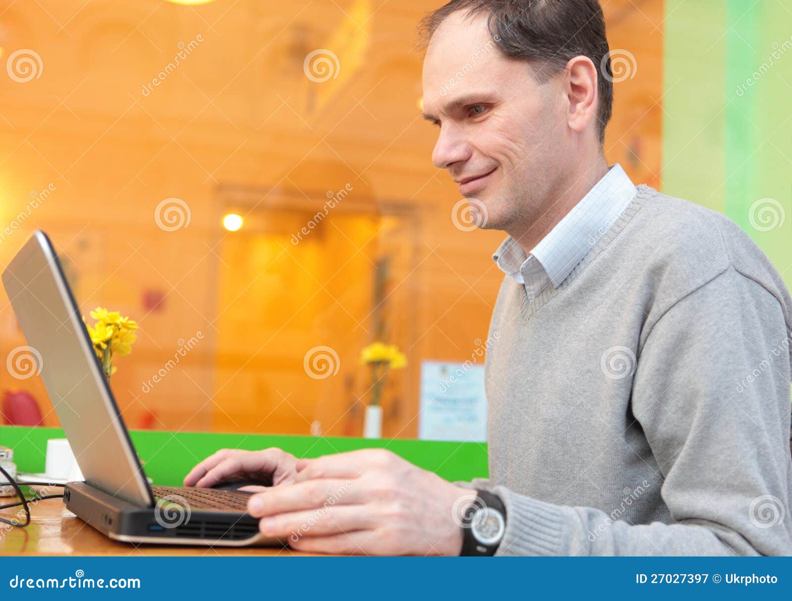 Man with laptop stock image. Image of internet, horizontal - 27027397
